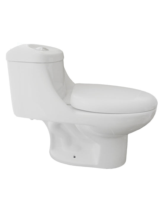Eviva Sleek Elongated Cotton White One Piece Toilet with Soft Closing ...