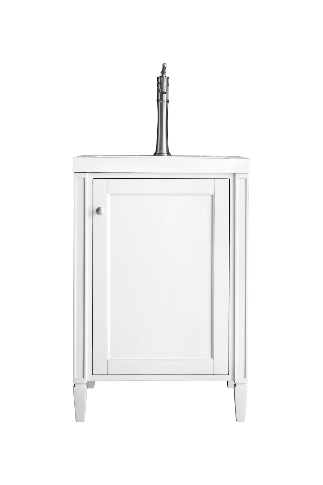 James Martin Britannia 24" Single Vanity Cabinet with White Glossy Composite Countertop | Luxe ...
