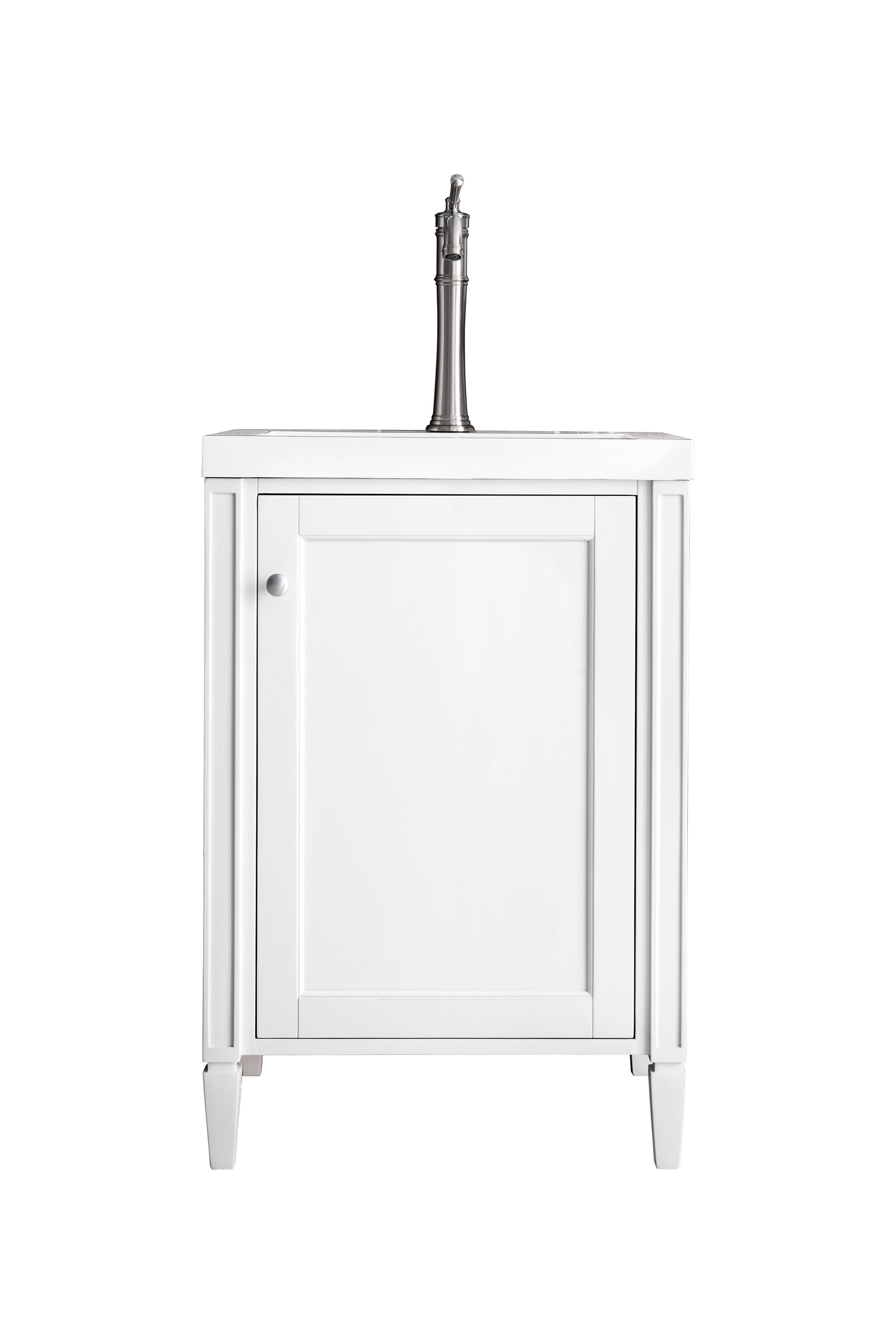 James Martin Britannia 24" Single Vanity Cabinet with White Glossy Composite Countertop | Luxe ...